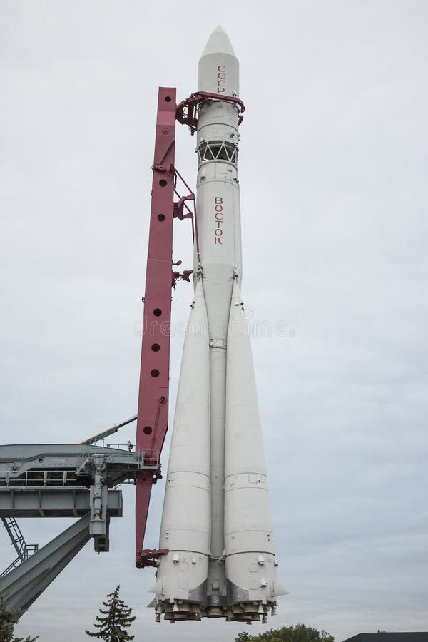 An Exhibit of a Rocket East Life Size is Installed at the Exhibition ...