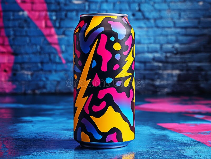 Exhibiting Confident Typefaces on the Flat Area of an Energy Drink Can ...