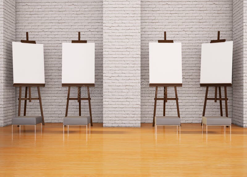 Exhibition Art Present and Painting Board Easel Stock Illustration ...