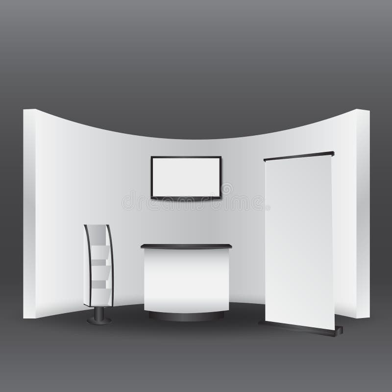 Exhibition Booth or Counter Promotion with Wall from Front View Stock ...
