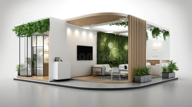 Exhibition booth mockup stock illustration. Illustration of front ...