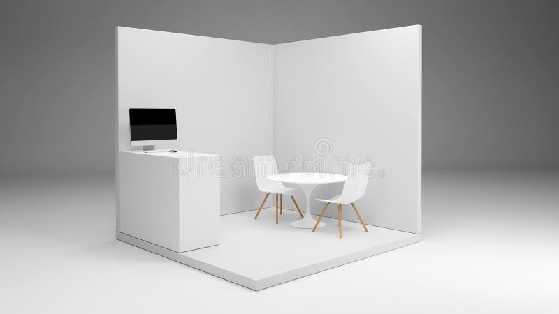 Exhibition Booth Mockup with Table and Chairs, 3D Render Stock ...