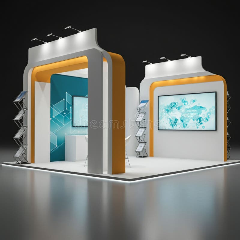 Exhibition Booth with a Modern, Sleek Design. Features Include Large ...