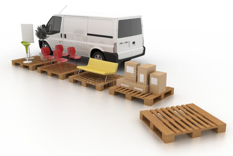 Exhibition booth set up stock illustration. Illustration of delivery ...