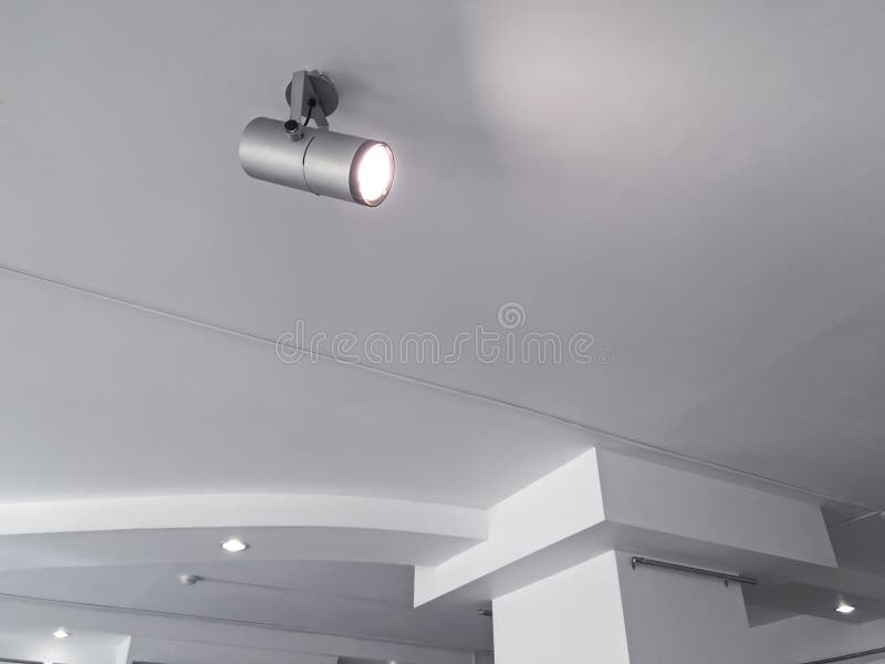 Exhibition Ceiling Light Fixtures. Bright Halogen Spotlights on Stock ...