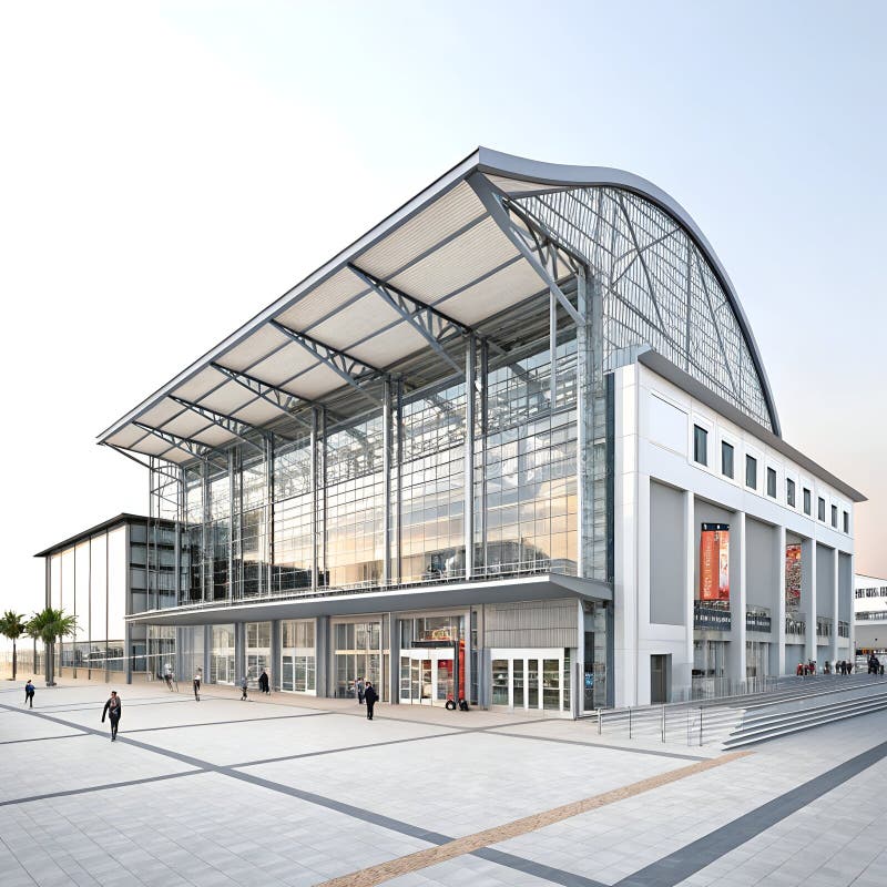 Exhibition Center and Hand with Ticket Solid Icon, Exhibition Concept ...