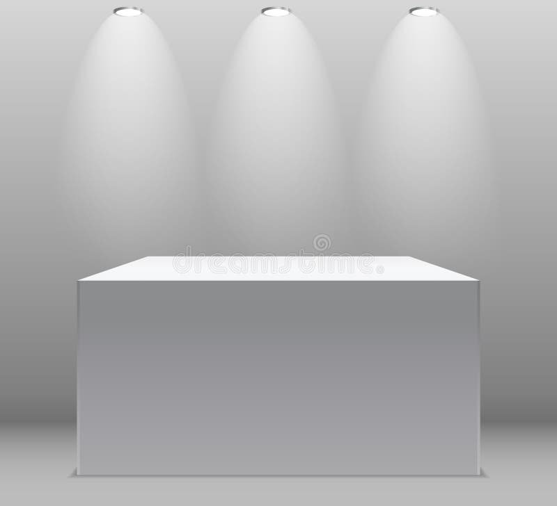 Exhibition Concept, White Empty Box, Stand with Illumination on Gray ...