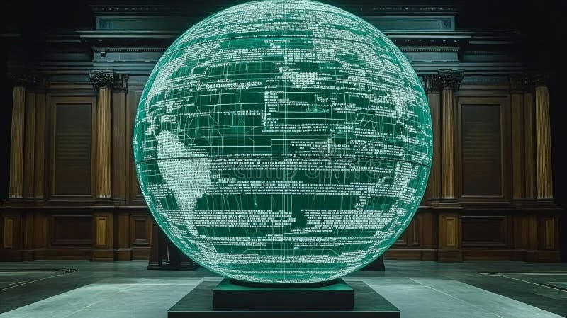 Exhibition Display Featuring an Illuminated Globe with Modern Design ...