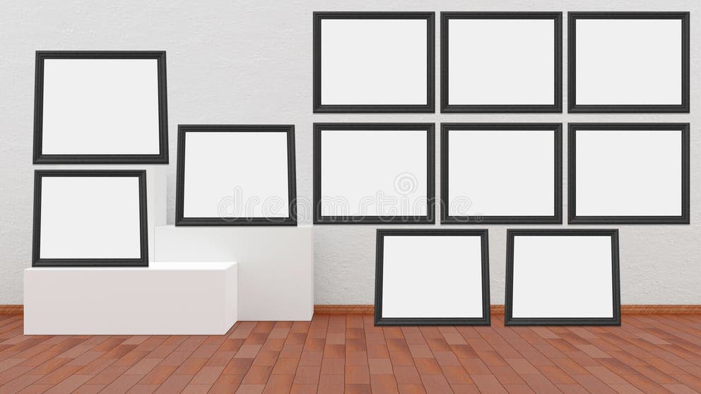 Exhibition, Exhibition, Empty Frames in an Interior. Stock Illustration ...