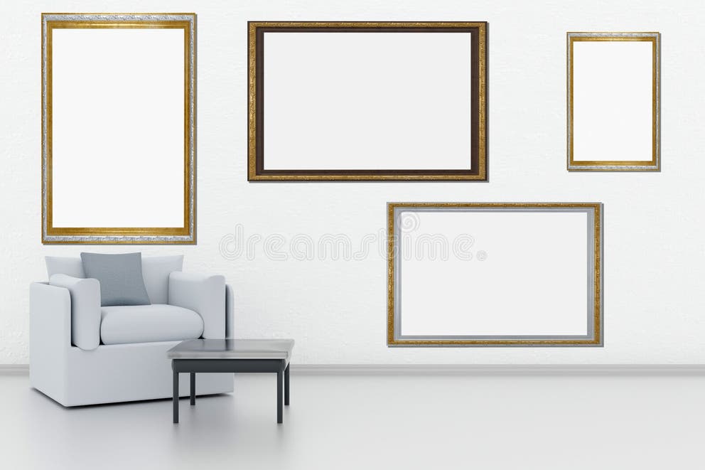 Exhibition, Exhibition, Empty Frames in a Living Room. Stock ...