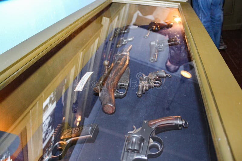 Showcase with weapons. editorial photography. Image of exhibit - 109591977