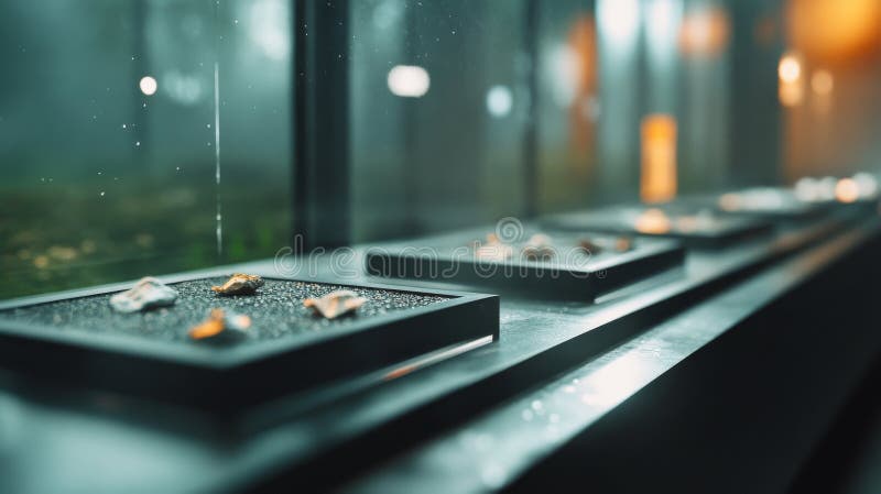 Display of Unique Stones and Minerals Illuminated by Ambient Lighting ...