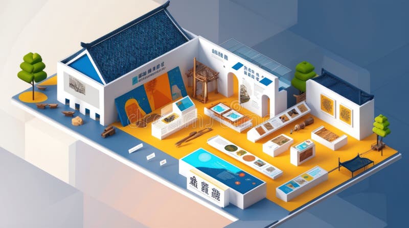 Exhibition Hall with Traditional Architecture and Interactive Displays ...