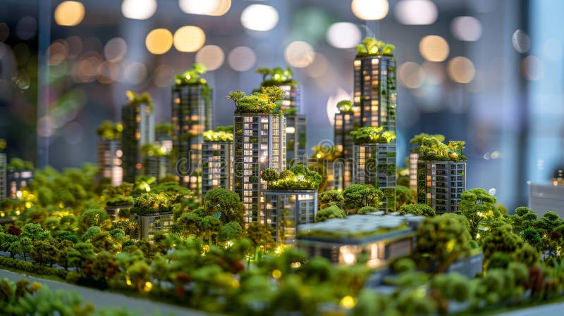 Exhibition Model of City with Vertical Gardens and Recycled Water ...