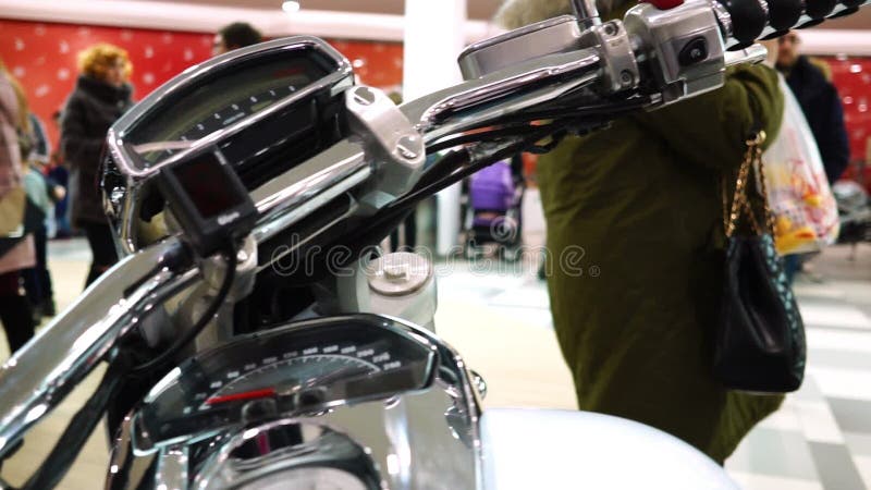 Exhibition of Motorcycles, Human Hand is a Throttle on a Handlebars of ...