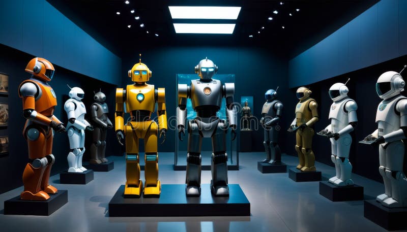 Exhibition of Retro-Futuristic Robots Stock Image - Image of automaton ...