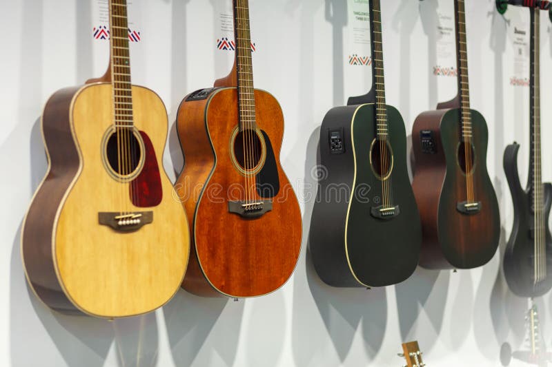 Exhibition Samples of Electric Instruments and Guitars on the Stand ...