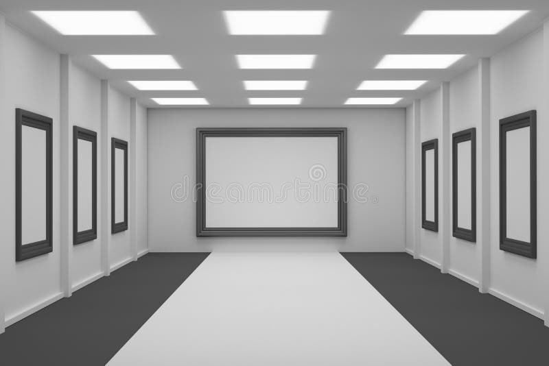 Exhibition Space with Blank Picture Frames Stock Illustration ...