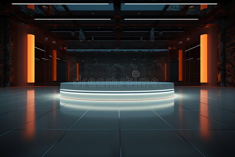 Exhibition Space the Empty Platform Rendered in a Large Showroom Stock ...