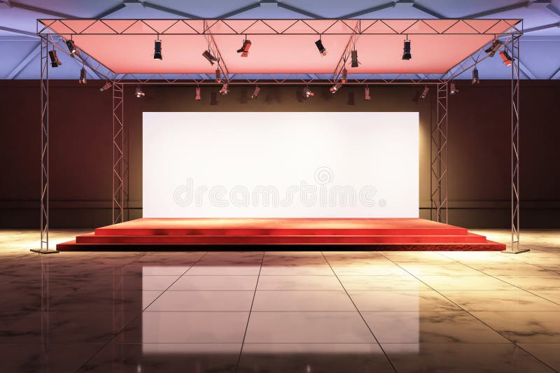 Exhibition Stage with Truss and Lighting Setup. 3D Rendering Stock ...