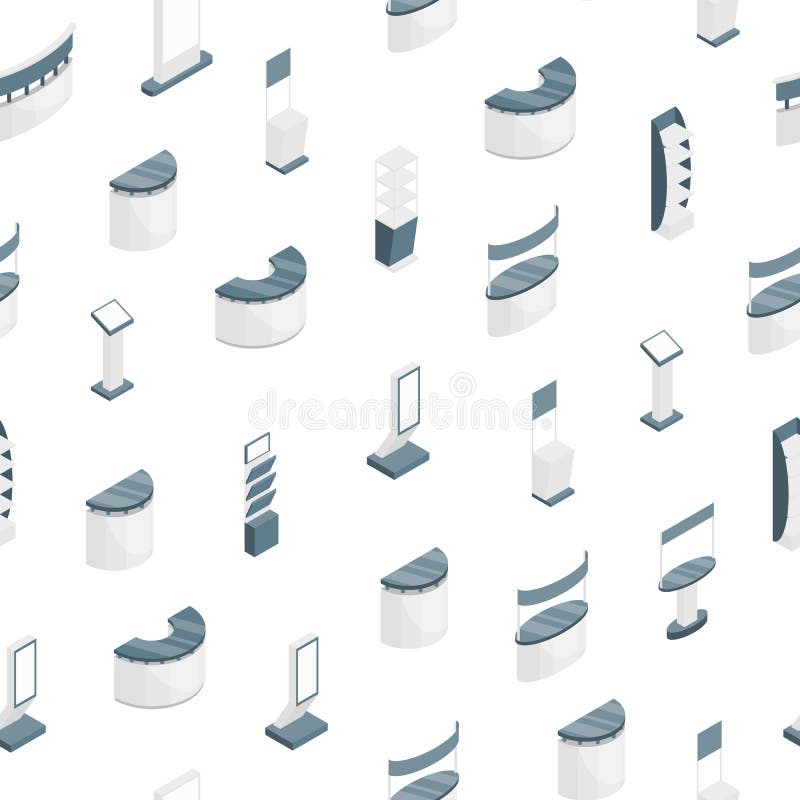 Exhibition Stands 3d Seamless Pattern Background Isometric View. Vector ...