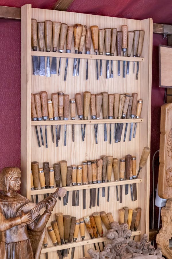 Exhibitor with Several Gouges To Carving Wood Stock Image - Image of ...