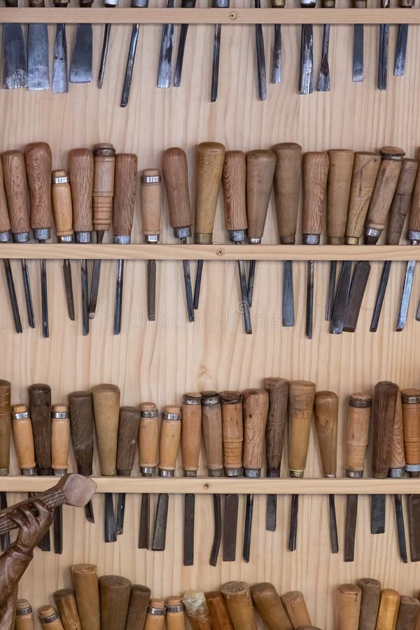 Exhibitor with Several Gouges To Carving Wood Stock Image - Image of ...