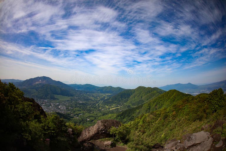 Exibição do mt. ashigara foto de stock. Imagem de nuvens - 248836280