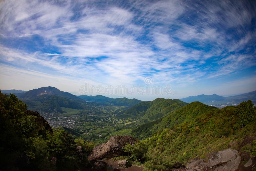 Exibição do mt. ashigara foto de stock. Imagem de nuvens - 248836280