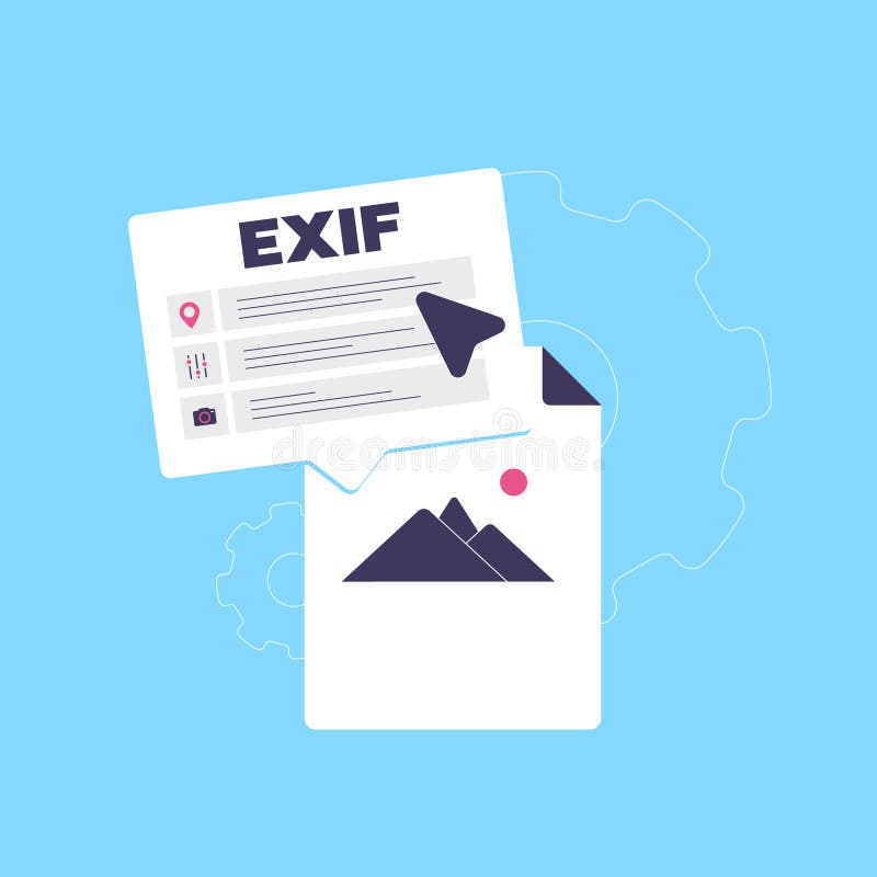 Exif Metadata Icon with Camera Settings, Lens Data, Image Format Info ...