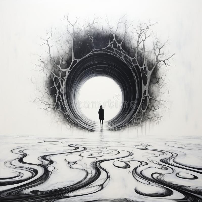 Existential Figure in White Background Artwork Composition Stock ...