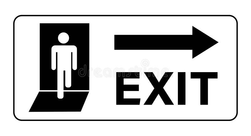 Exit Door Indication Sign with Symbol, Directional Arrow and Text ...
