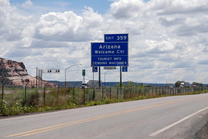 Exit 359 and Arizona Welcome Center Sign Editorial Photography - Image ...
