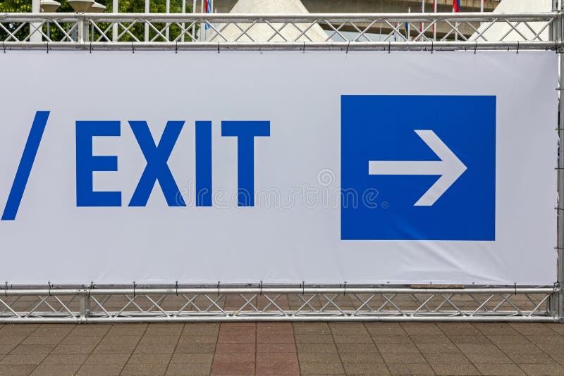 Exit Arrow stock photo. Image of arrow, blue, temporary - 221210244
