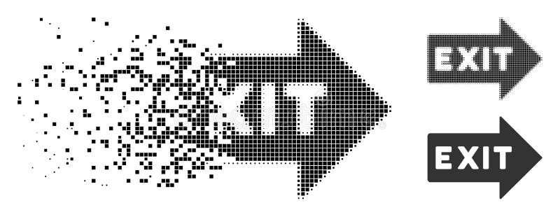 Fragmented Dot Halftone Exit Arrow Icon Stock Vector - Illustration of ...