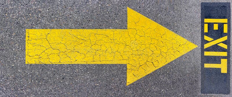 Exit and Arrow Painted on Asphalt Stock Image - Image of place ...