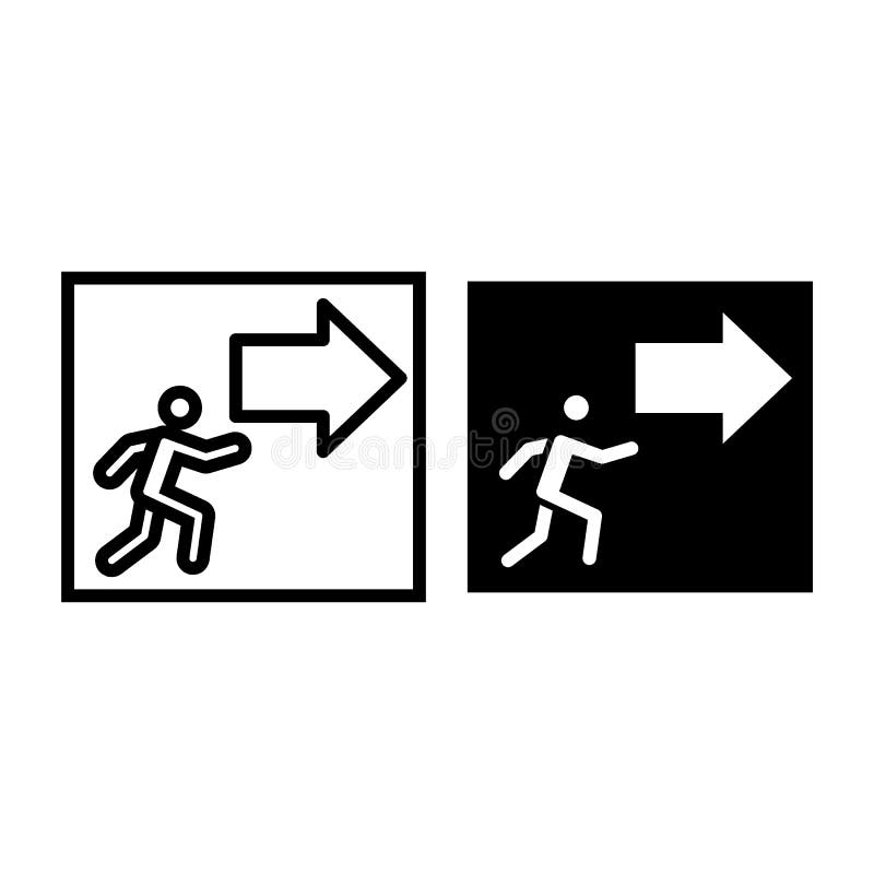 Exit with Arrow Sign Line Icon. Evacuation Vector Illustration Isolated ...