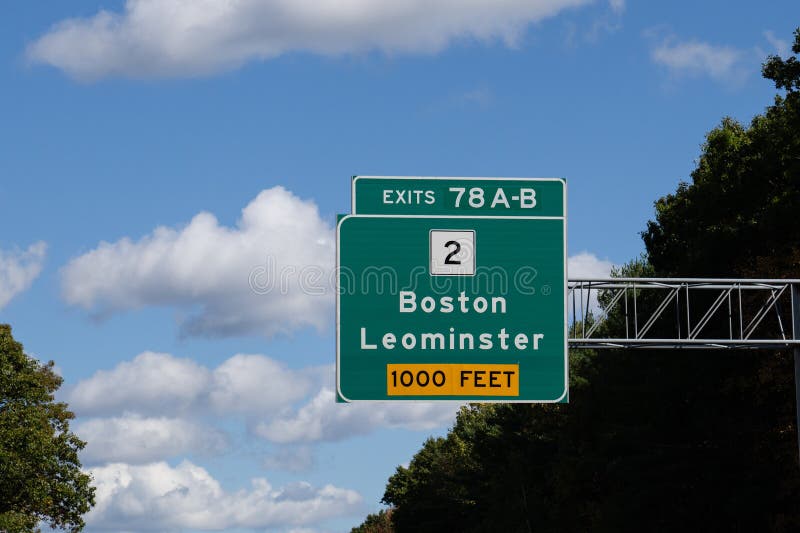 Exit 78 a-B from I 495 for MA-2 Stock Photo - Image of route, united ...