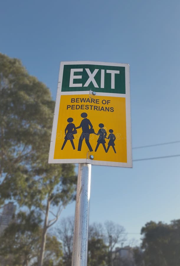 Pedestrian exit sign stock photo. Image of travel, urban - 7671186
