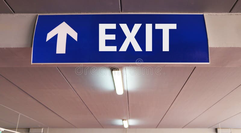 Exit Sign - Blue Metallic Board Stock Photo - Image of sigh, logo ...