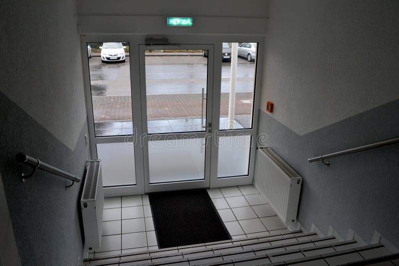 Exit from the building stock image. Image of emergency - 142482141