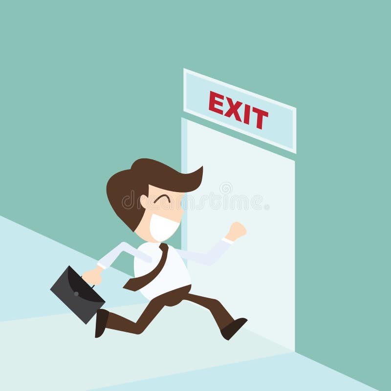 Exit - Businessman Running Exit Door Sign , Emergency Stock Vector ...
