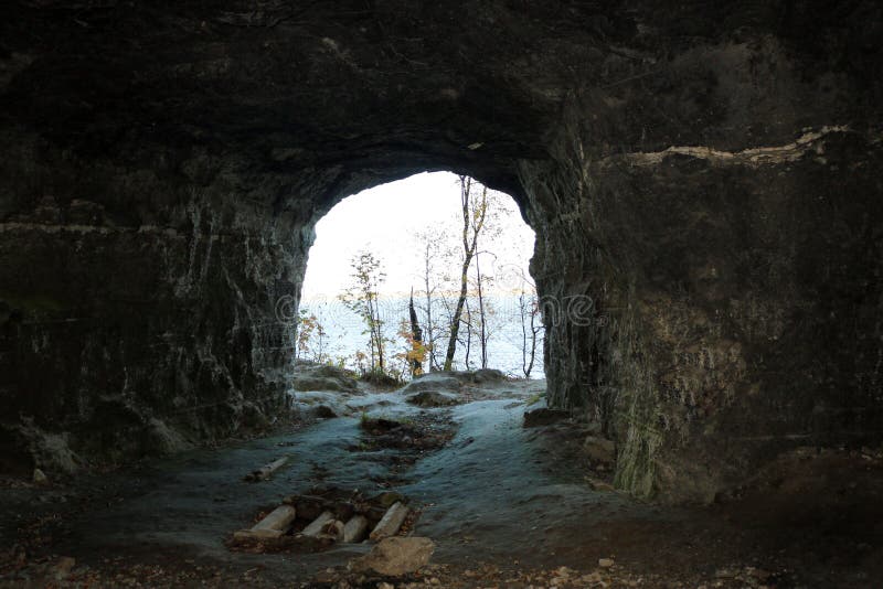 Exit from Cave, with Natural Stone Walls. Exit from Mountain To ...