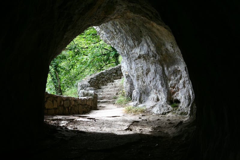 Cave exit stock photo. Image of geology, excursion, mountain - 40645076