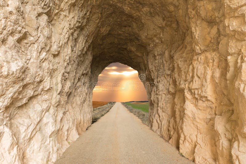 Exit from a Cave To a Beautiful Landscape Stock Image - Image of brown ...