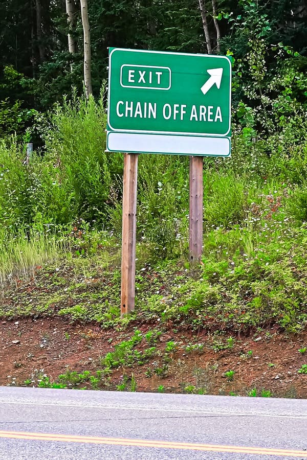 An Exit Chain Off Area Sign with an Arrow Stock Image - Image of ...