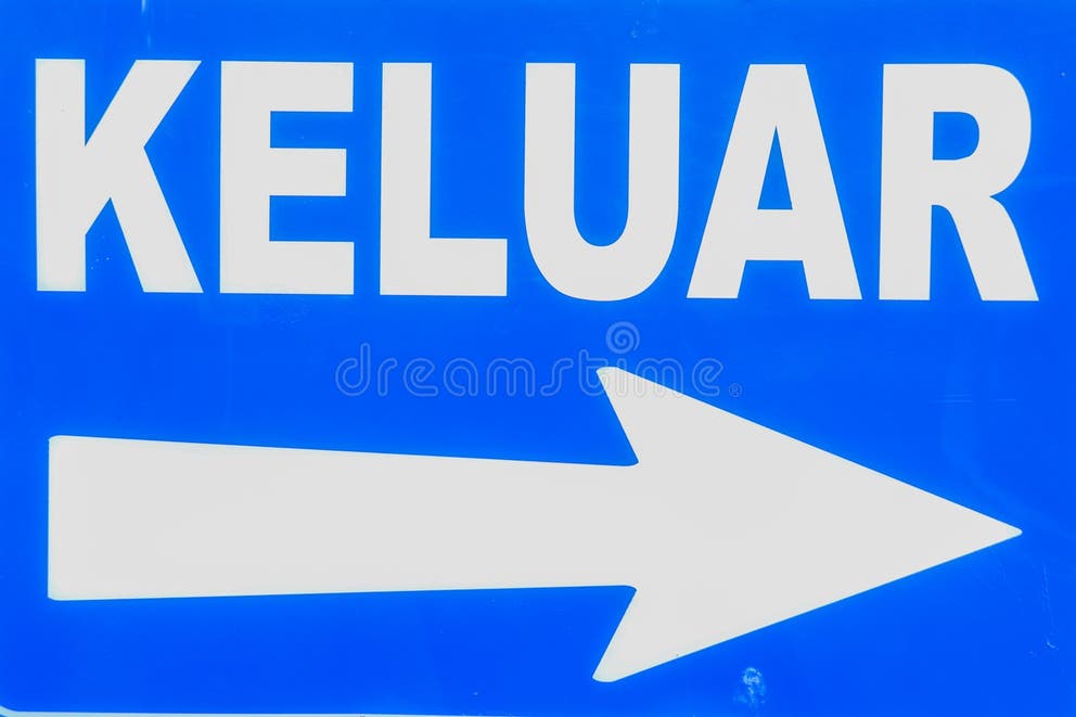 Exit Direction Sign with Blue Background. Stock Image - Image of font ...