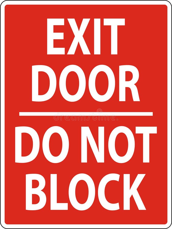 Exit Door Do Not Block Sign on White Background Stock Vector ...