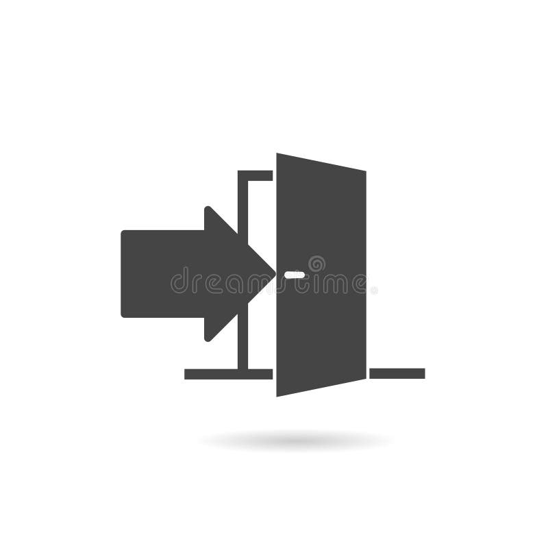 Exit door icon with shadow stock vector. Illustration of linear - 190634476