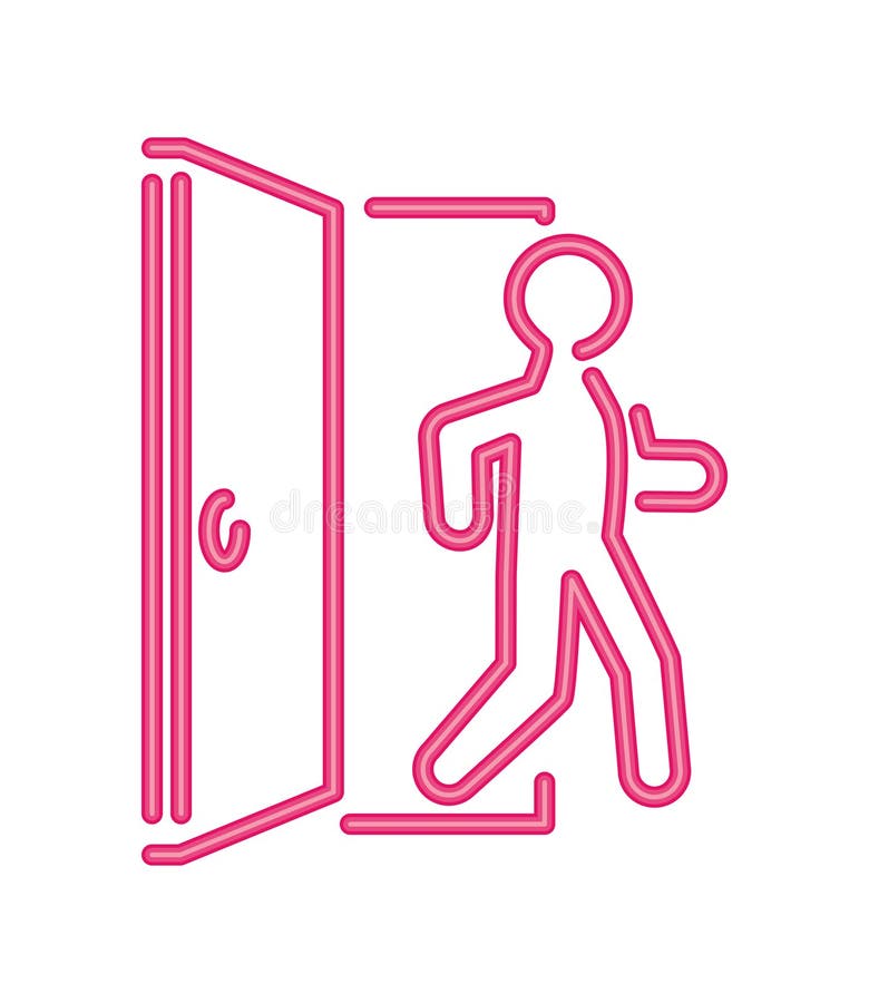 Exit Door Informative Signal Neon Light Stock Vector - Illustration of ...